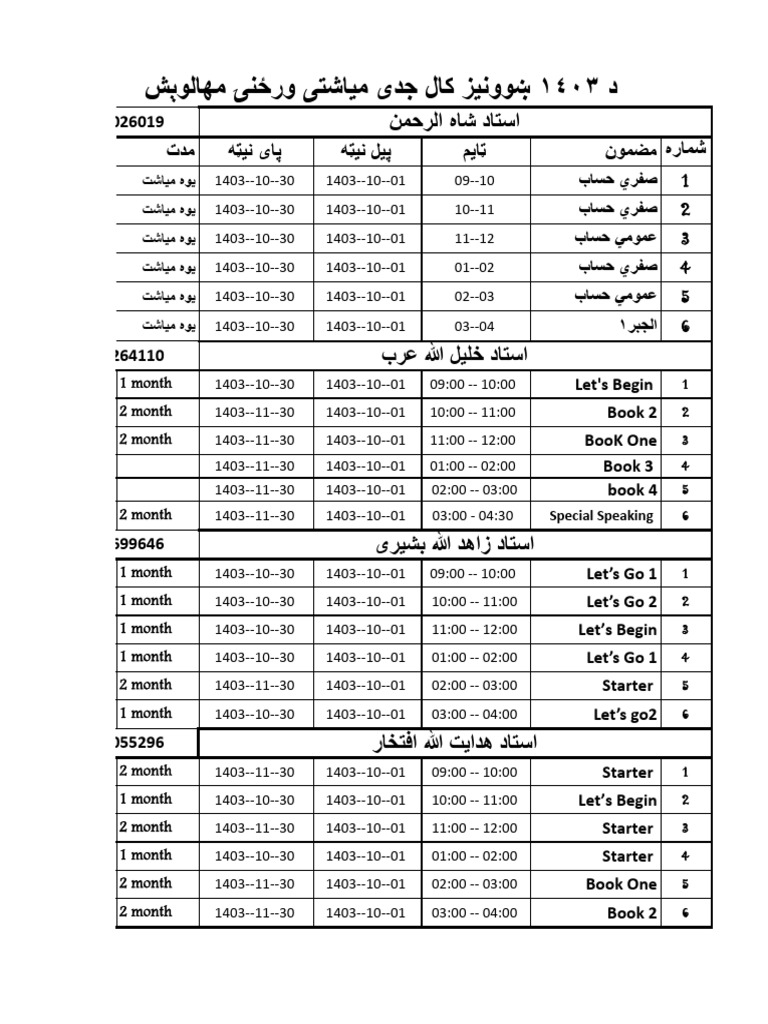 Daily Timetable | PDF