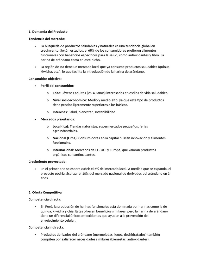 Harina de Arandano | PDF | Mercado (economía) | Alimentos