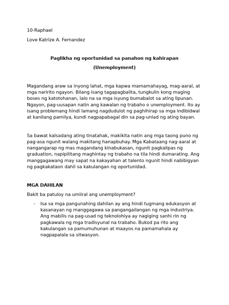 Talumpati Fernandez Raphael | PDF