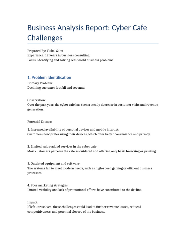Cyber_Cafe_Analysis_Report | PDF | Marketing | Swot Analysis
