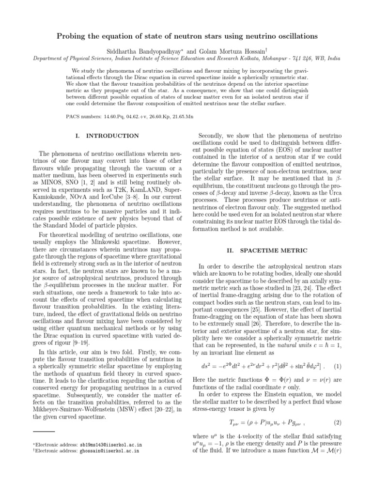 Probing The Equation of State of Neutron Stars Using Neutrino ...