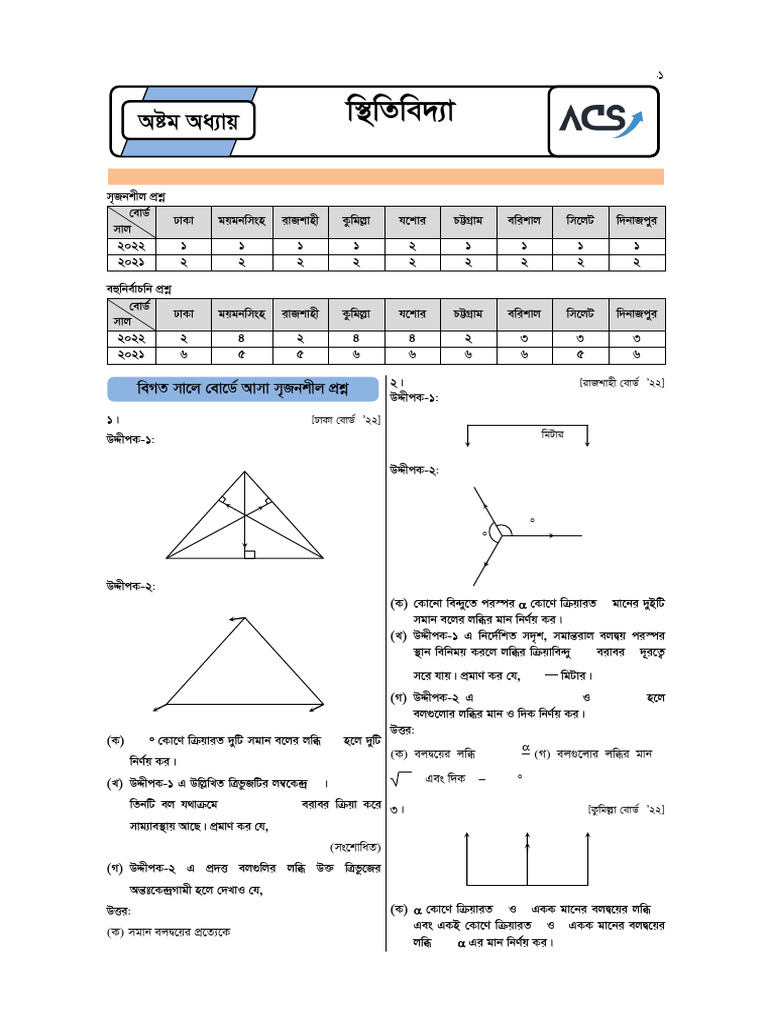 Statics Board CQ & MCQ | PDF