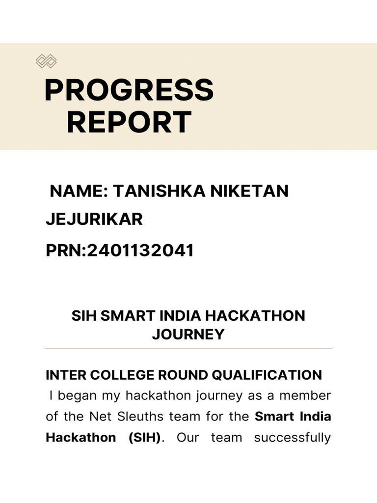 Tanishka Niketan's Hackathon Journey | PDF