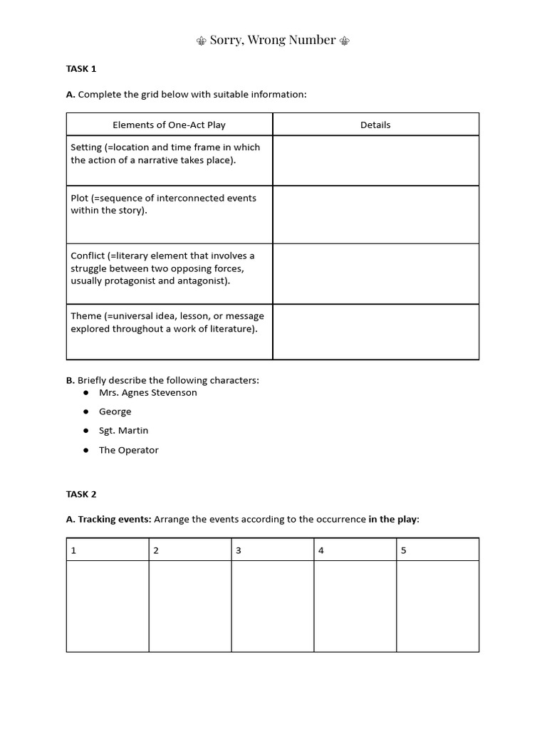 Sorry, Wrong Number - Worksheet | PDF