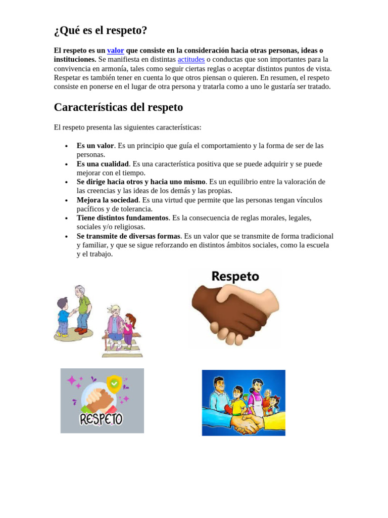 Características del Respeto como Valor | PDF