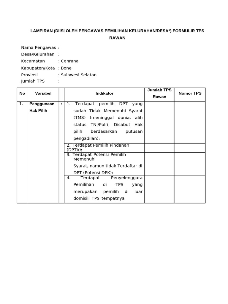 Instrumen Tps Rawan | PDF