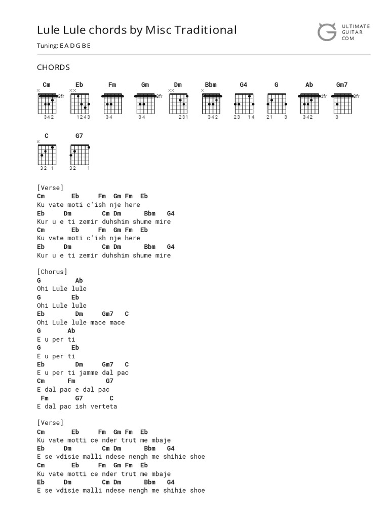 Lule Lule Chords by Misc Traditionaltabs at Ultimate Guitar Archive | PDF