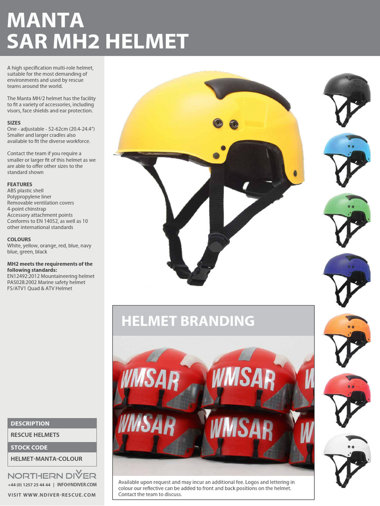 Manta Mh2 Helmet Datasheet | PDF