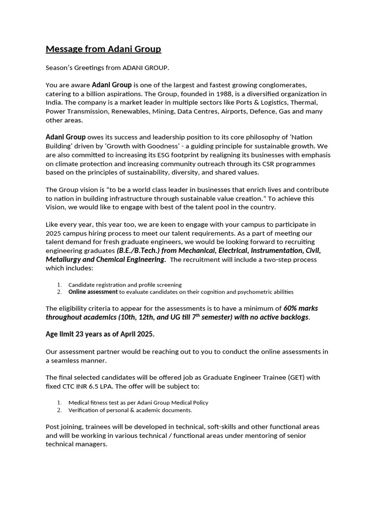 Adani Data Entry Format Information | PDF