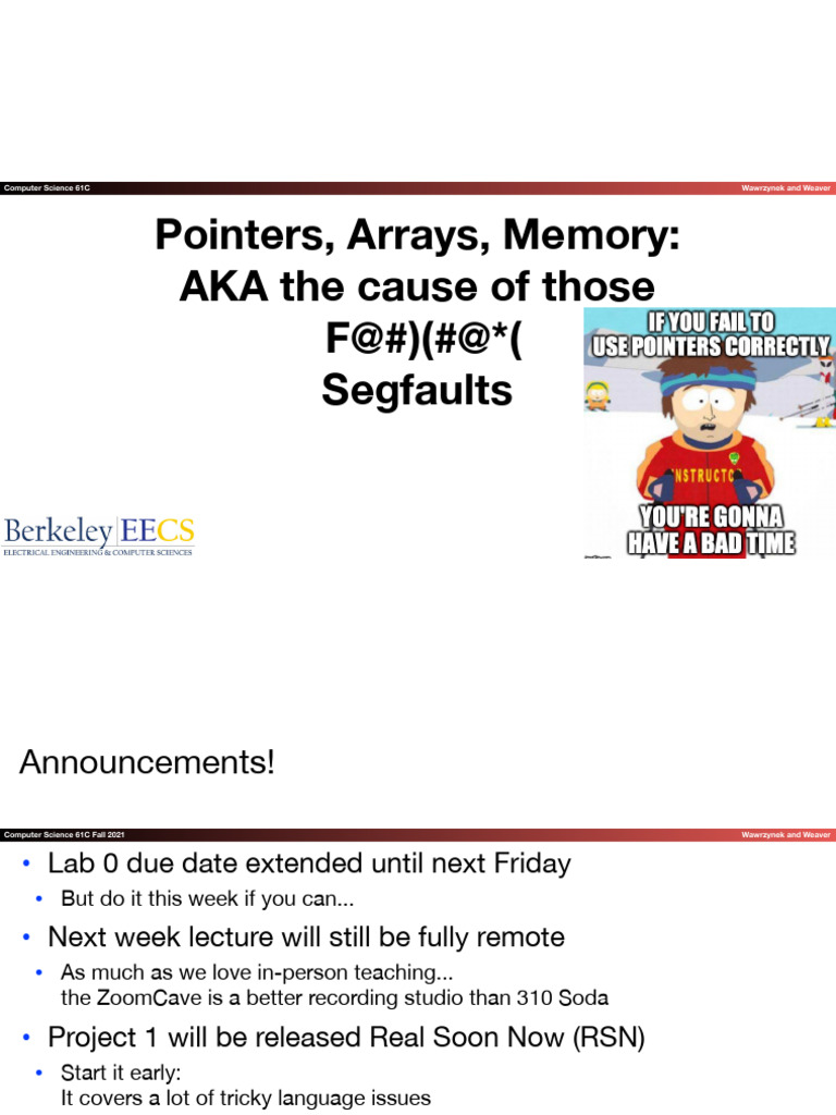 Lec03 Arrays, Pointers Strings | PDF | Pointer (Computer Programming) | Integer (Computer Science)