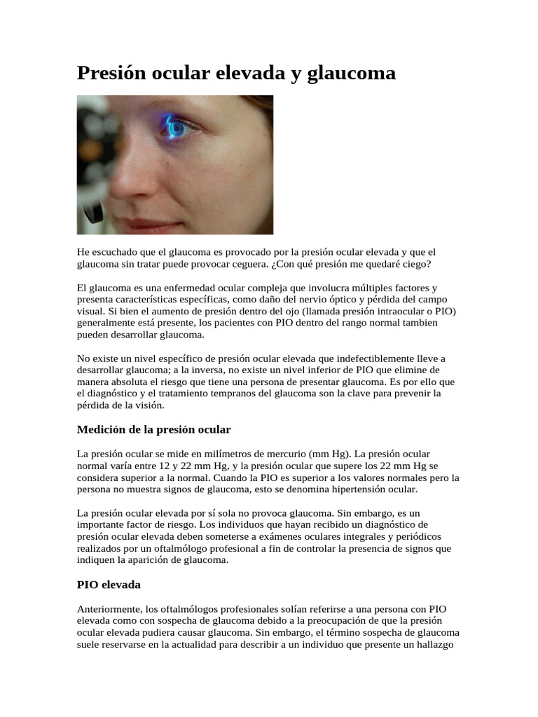 Presión Ocular Elevada y Glaucoma | PDF | Glaucoma | Retina
