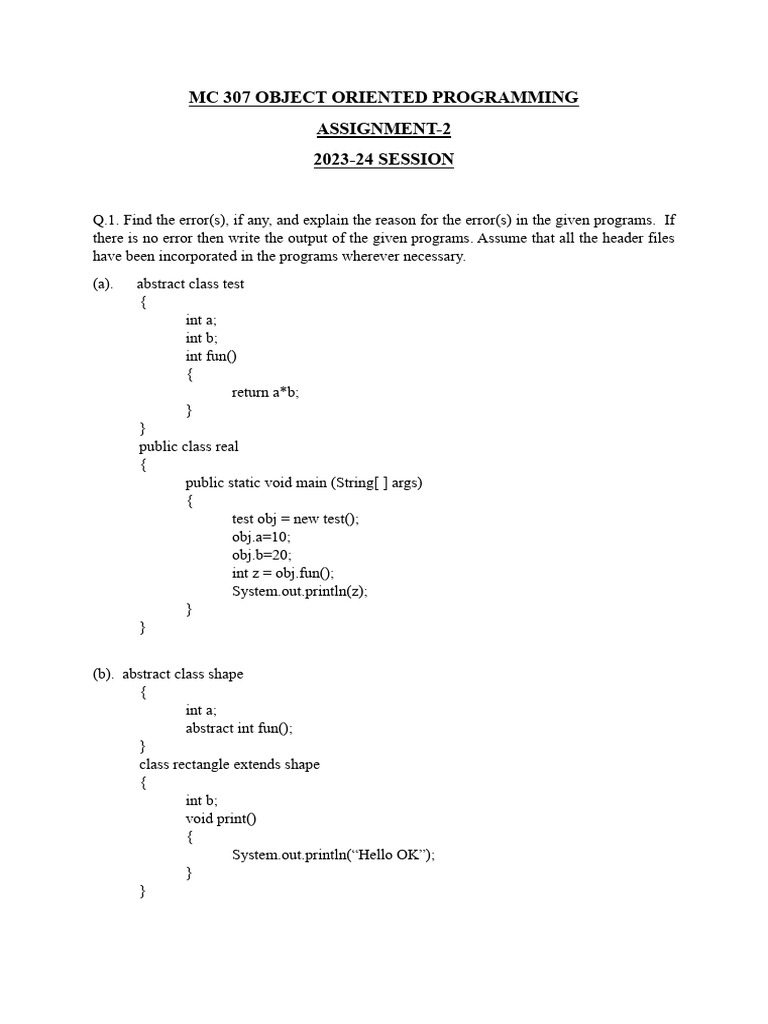 Java OOP Assignment Error Analysis | PDF | Class (Computer Programming) | Programming Paradigms