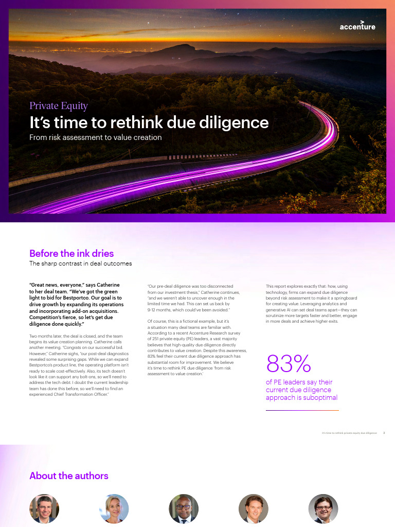 Accenture Its Time to Rethink Private Equity Due Diligence Report | PDF | Artificial ...