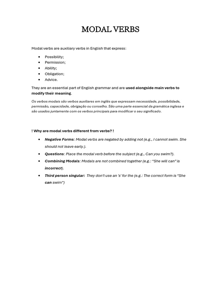 Modal Verbs | PDF | Semantic Units | Grammar