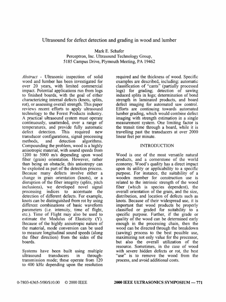 Ultrasound For Defect Detection and Grading in Wood and Lumber | PDF