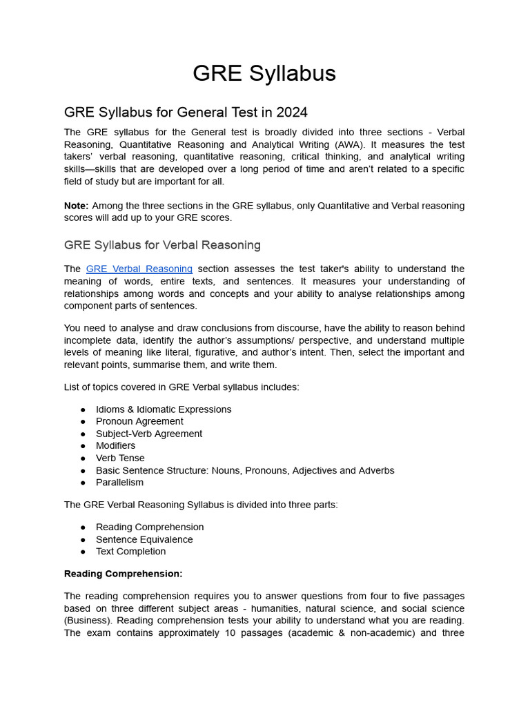 Gre Syllabus PDF Bf8c8da75a | PDF | Graduate Record Examinations | Physics