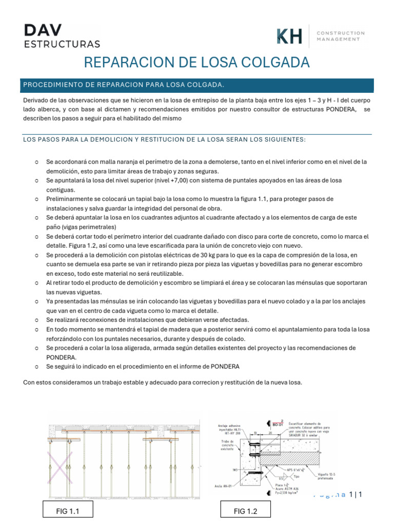 Procedimiento Constructivo de Losa COlgada A Corregirse Rev 01 | PDF ...