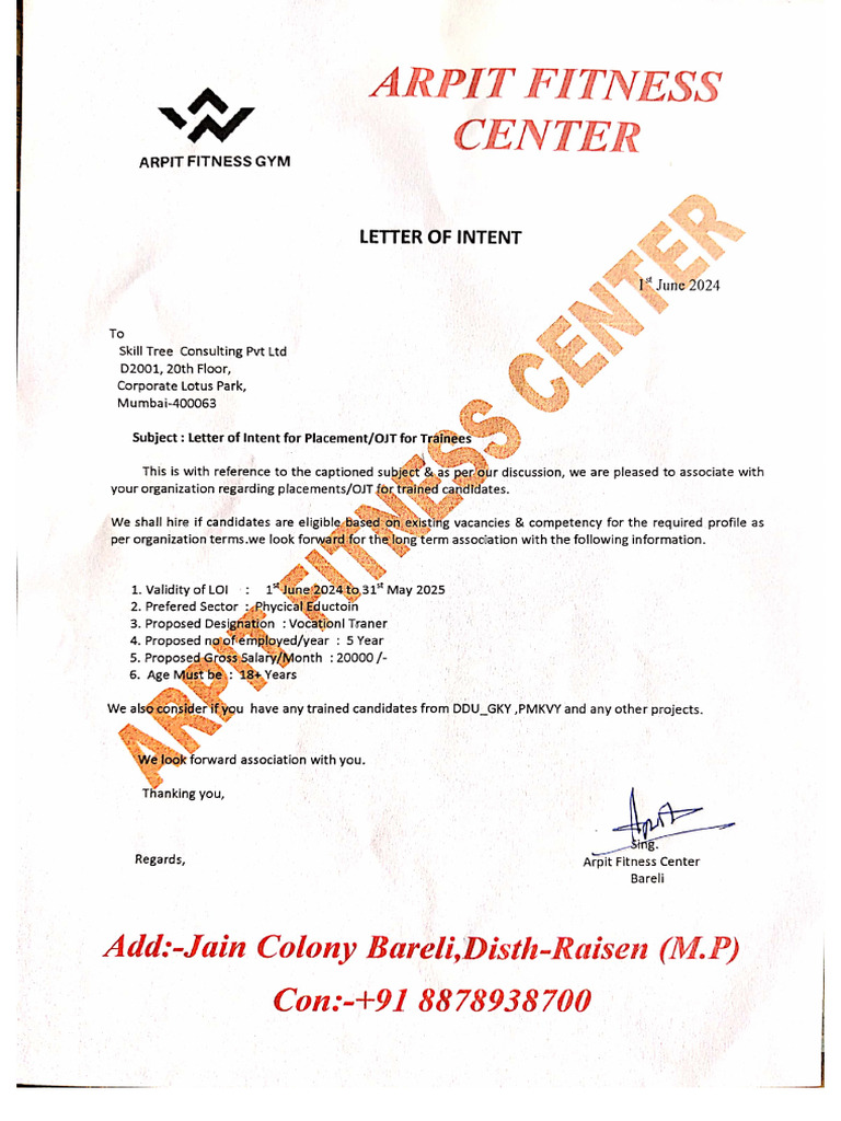 Letter of Intent | PDF