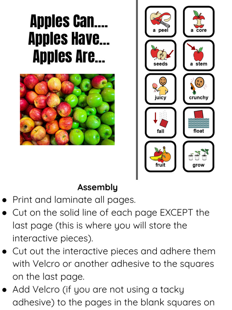 Interactive Apple Learning Activity | PDF