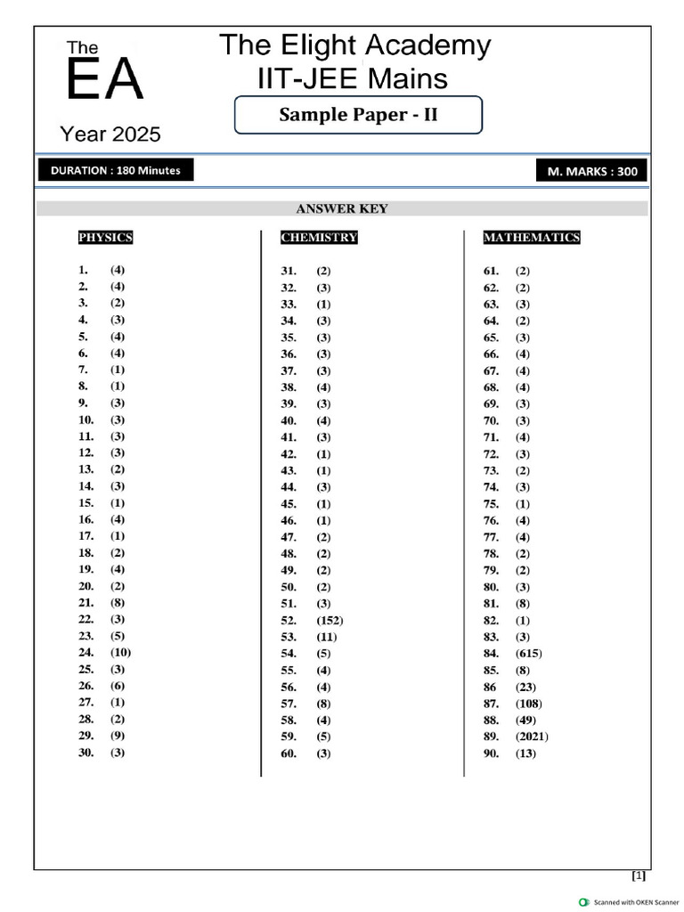 JEE Sample-Mains Paper Sol | PDF