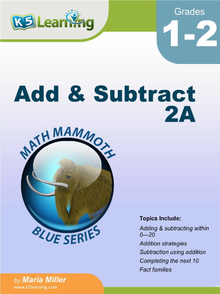 K5 Learning Addition & Subtraction Workbook | PDF | Subtraction ...