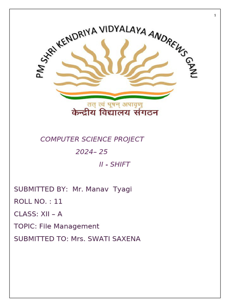 CS_Project_Manav (1) | PDF | Databases | Operating System