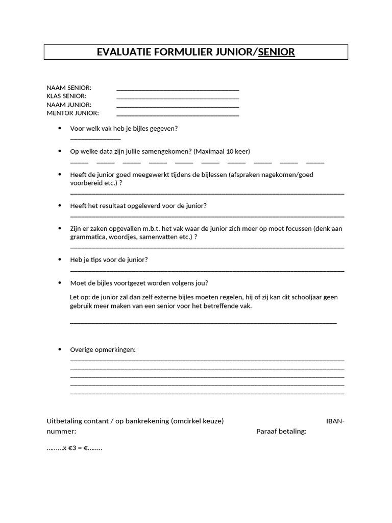 Evaluatieformulier Senior | PDF