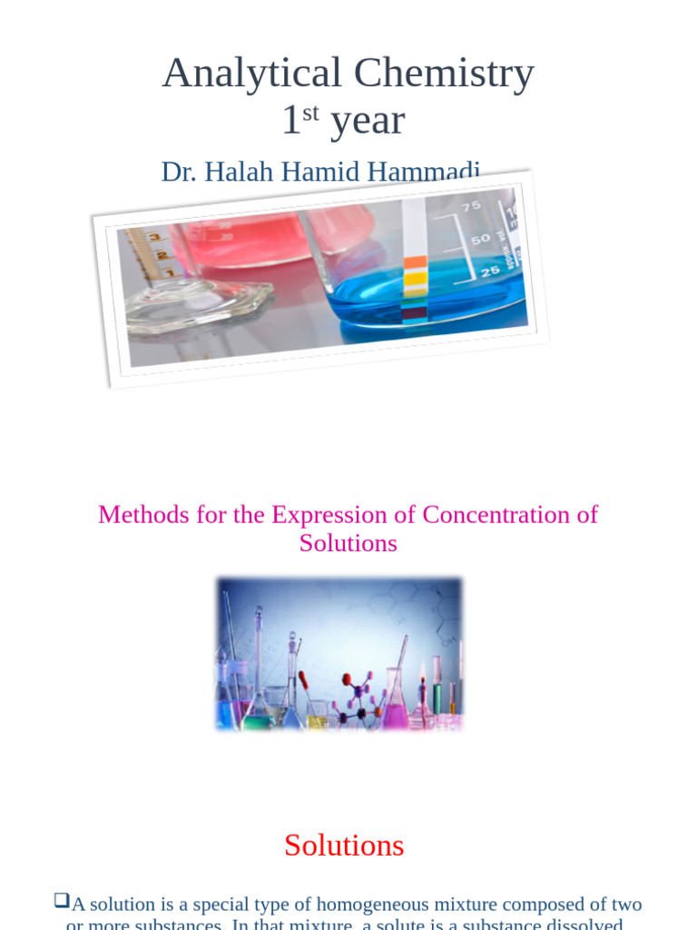 Analytical Chemistry PPT Lecturemolarity | PDF | Concentration | Mole ...