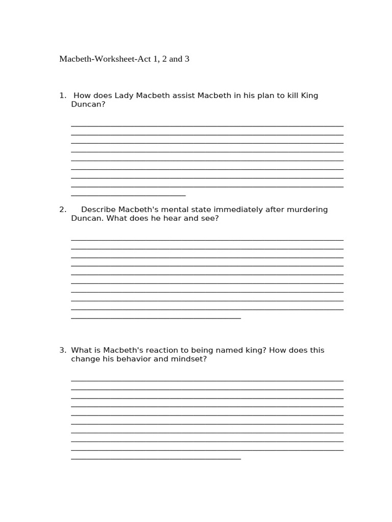 G 9, Lit Wksheet Macbeth Act2&3 | PDF | Macbeth | Shakespearean Tragedies
