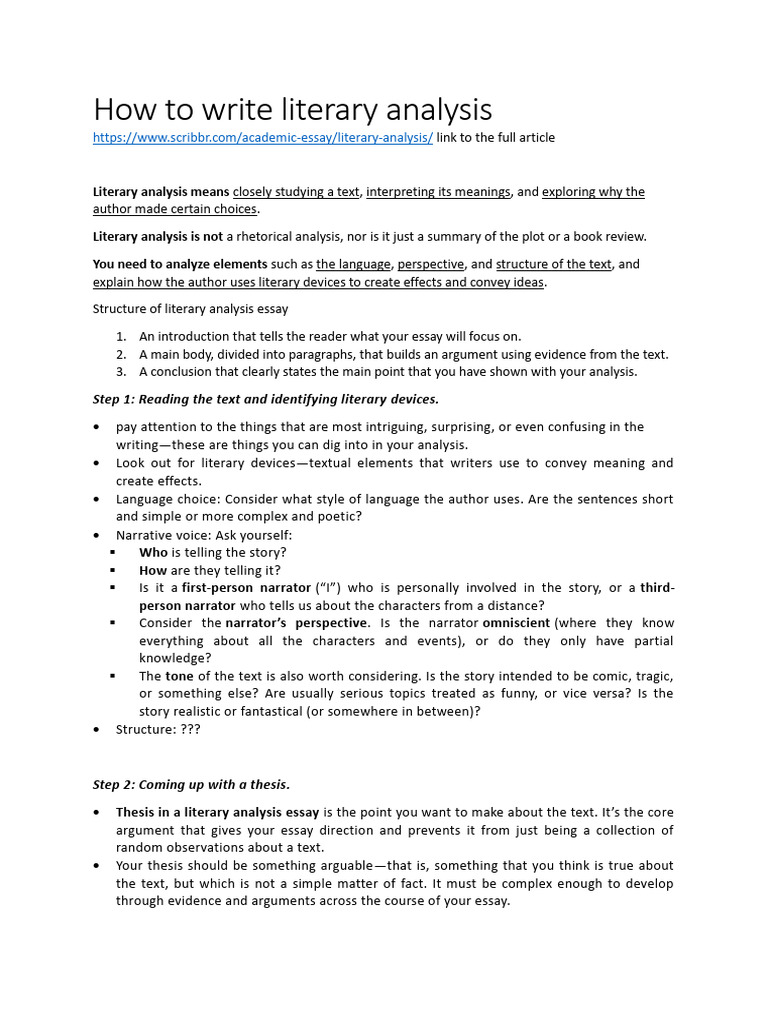 How To Write Literay Essay Analysis | PDF | Narration | Essays