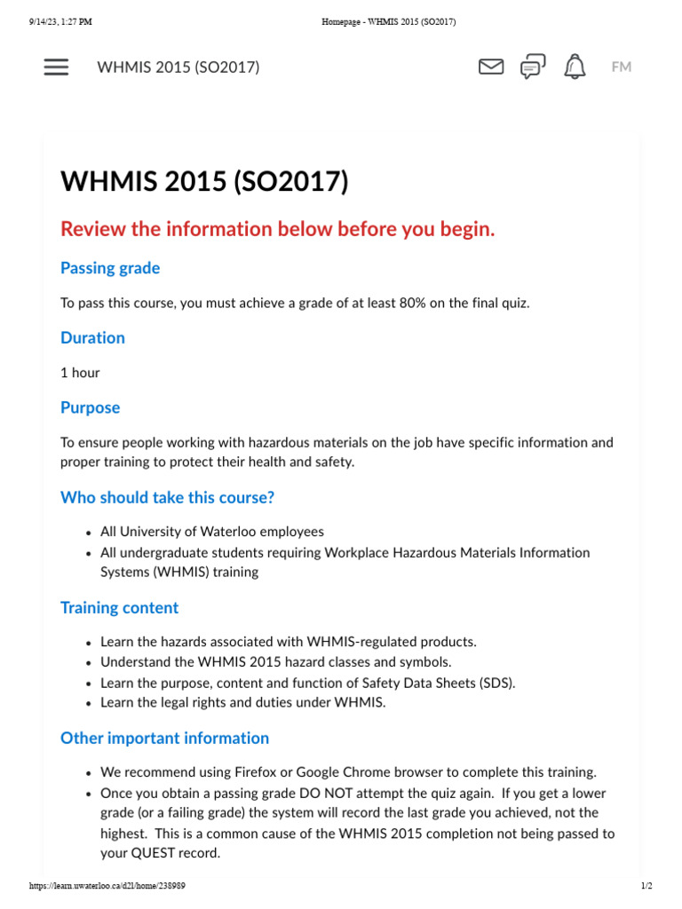 Whmis 2015 (So2017) | PDF