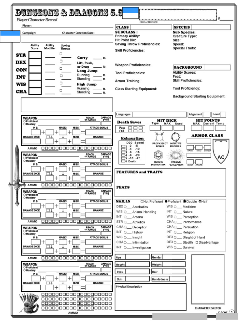 5.5 Character Sheet | PDF