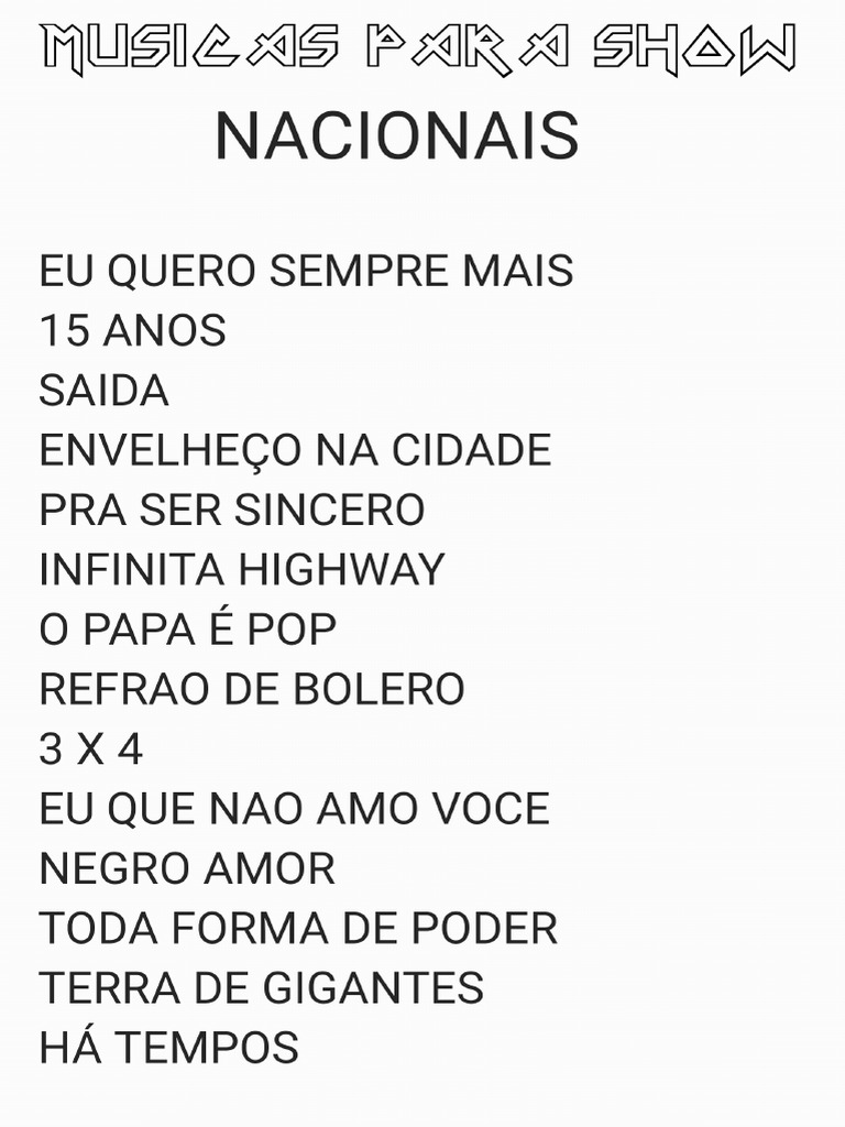 Coletânea Musicas para Tocas Ao Vivo - 241116 - 201206 | PDF