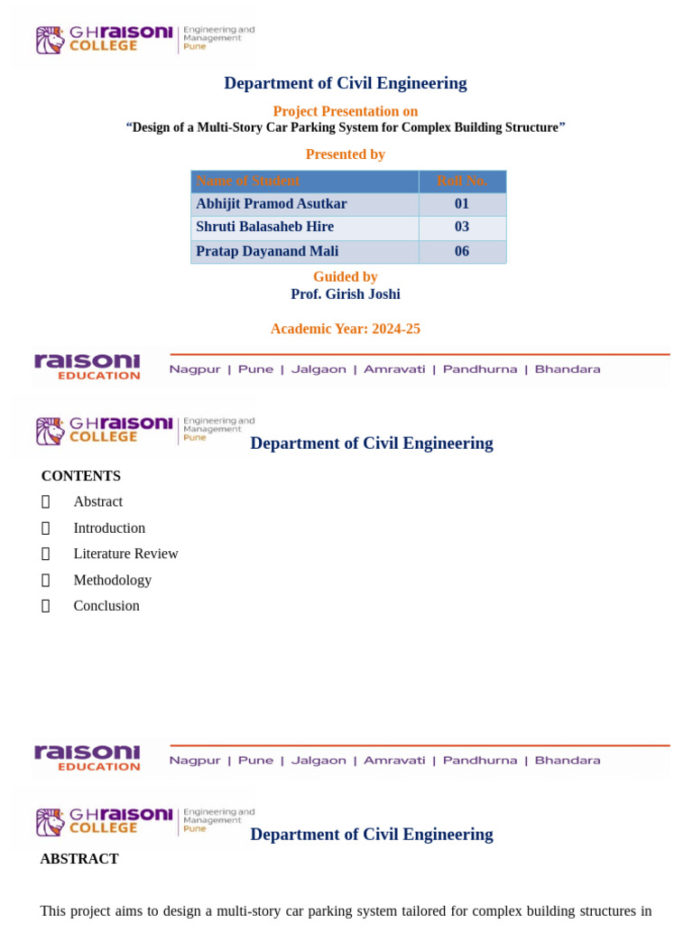 Project Template 2024-25 | PDF | Parking