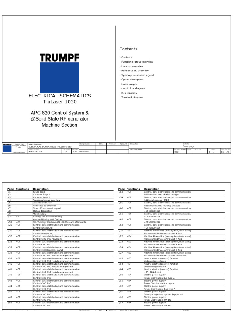 TruLaser 1030 Electrical Schematics Guide | PDF | Switch | Programmable ...