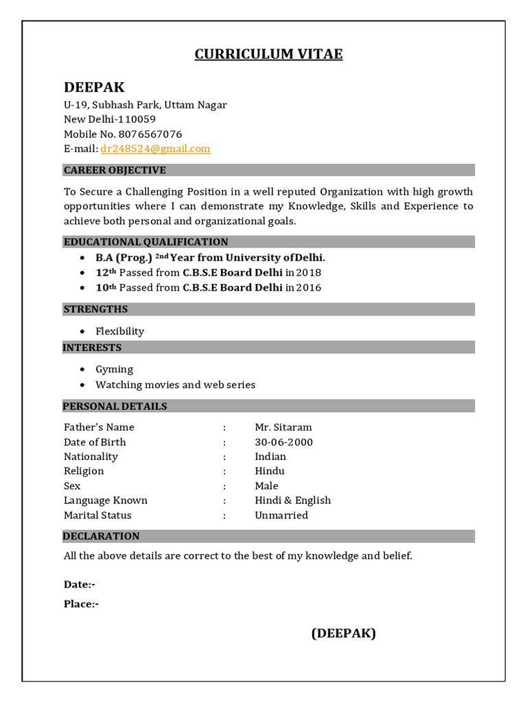 Deepak CV | PDF