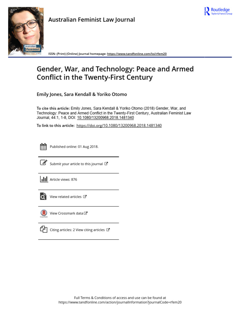 Gender War and Technology Peace and Armed Conflict in The Twenty First ...