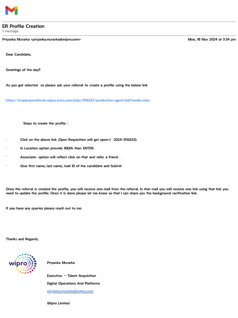 Wipro ICIMS Profile Creation Guide | PDF