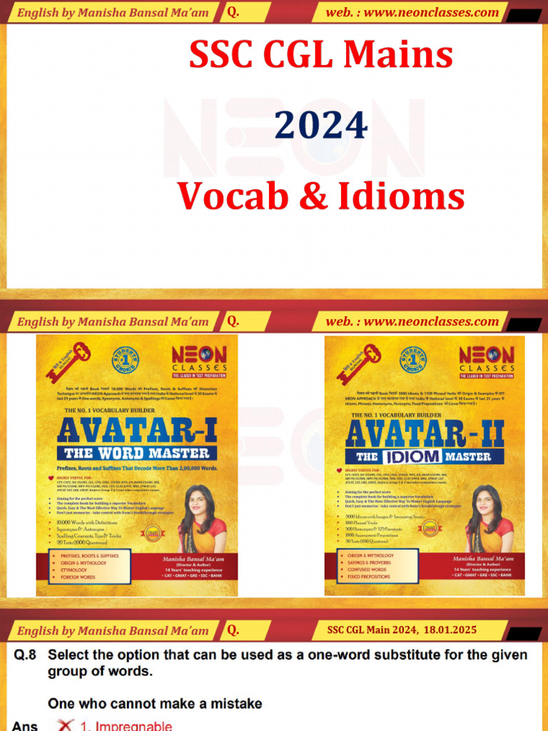 SSC CGL 2024 English Prep by Manisha Bansal | PDF