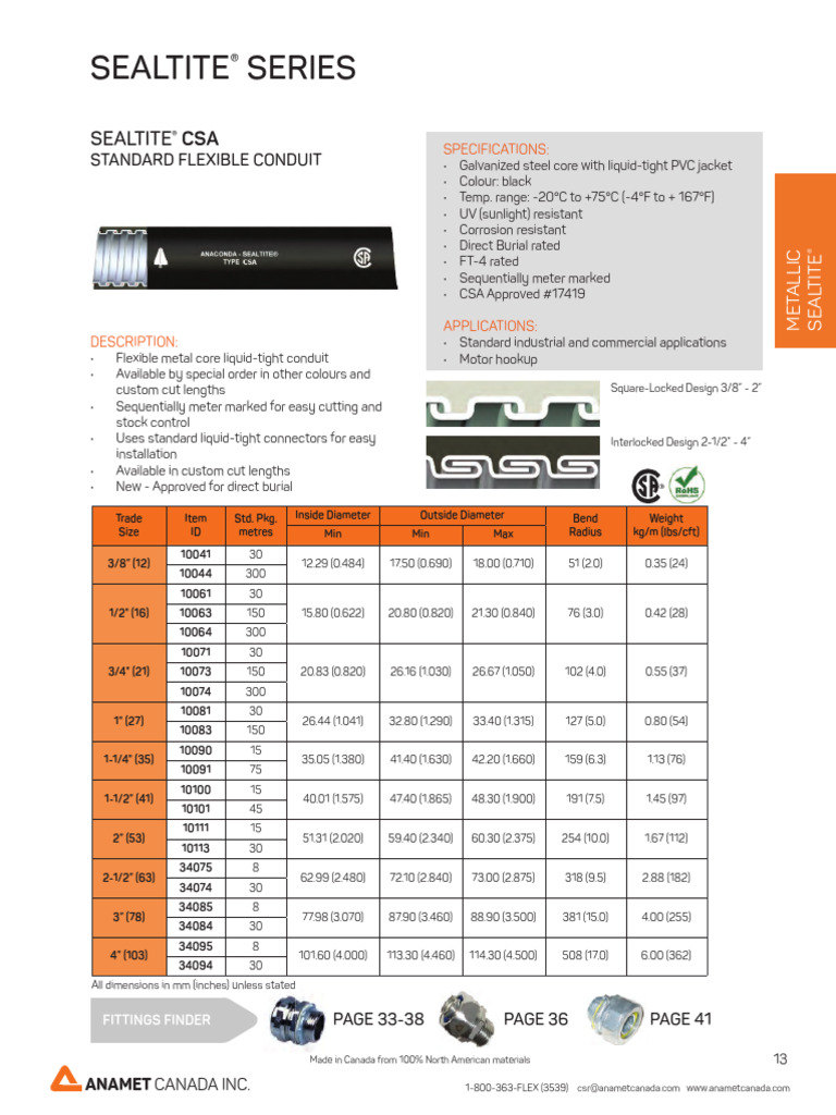 108 LIQUID TIGHT Anaconda Sealtite Csa | PDF | Manufactured Goods | Mechanical Engineering