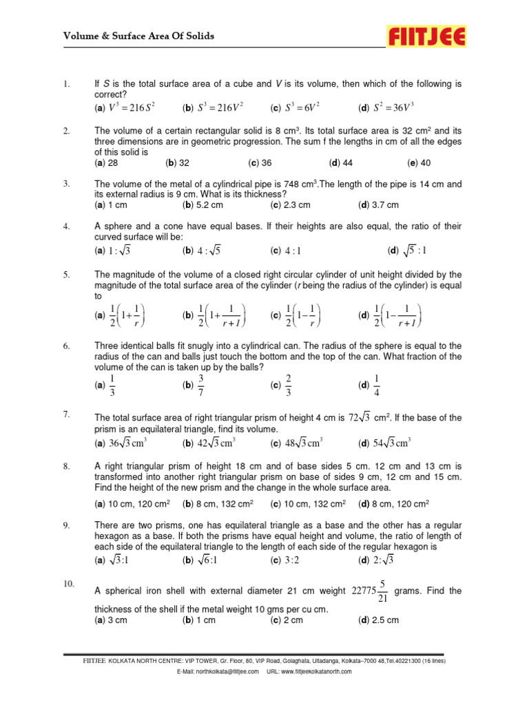 CPP_Volume & Surface Area of Solids | PDF | Area | Triangle