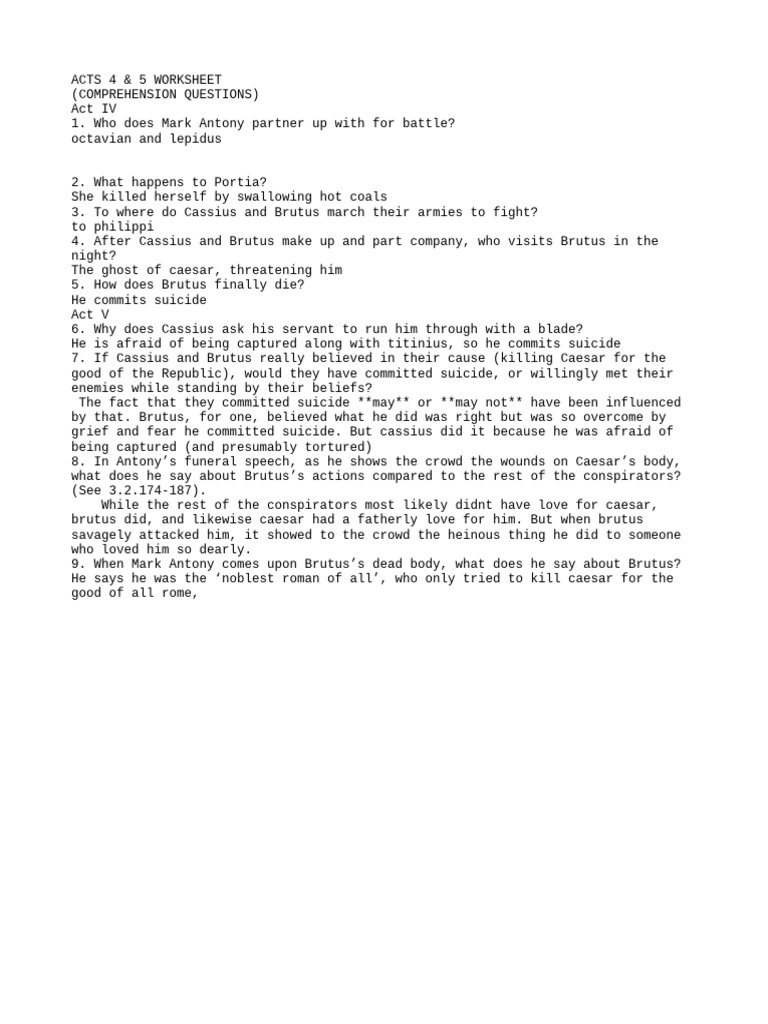 Questions For Acts IV and V | PDF