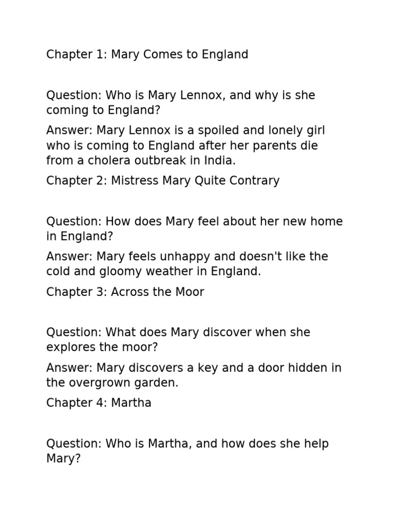 The Secret Garden Questions | PDF | The Secret Garden