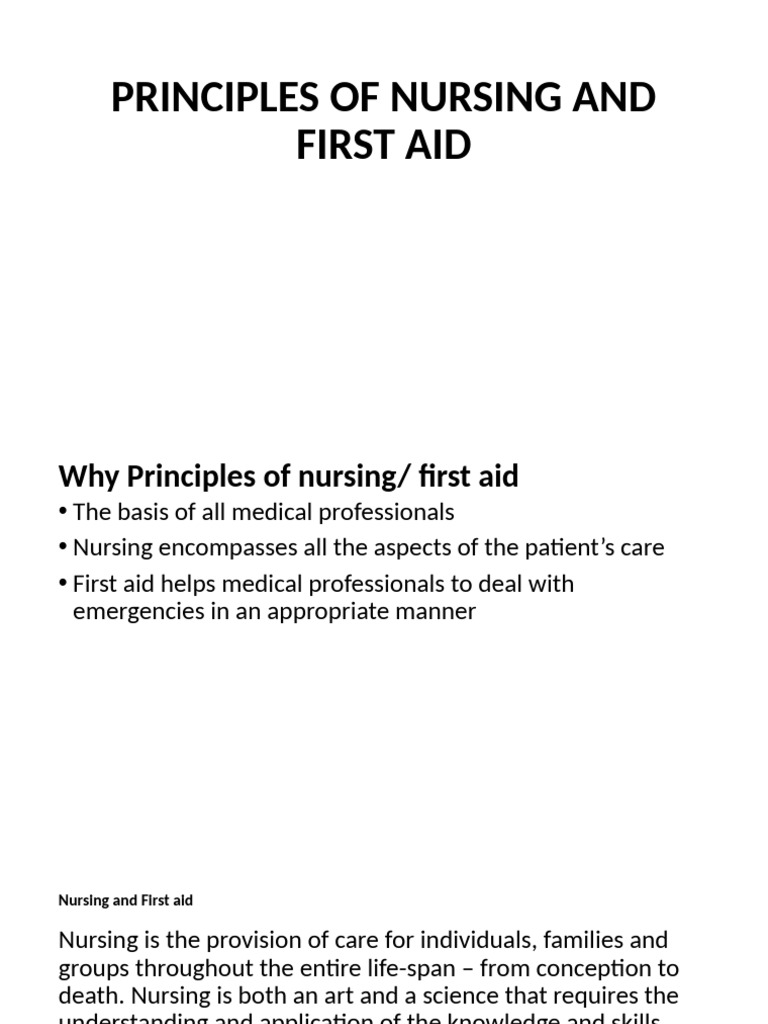 Principles of Nursing and First Aid | PDF | Blood Pressure | Pulse