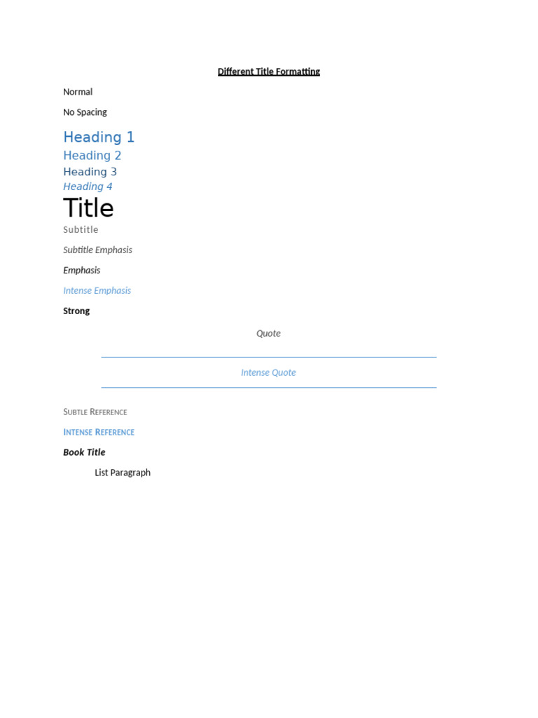 Different Title Formatting | PDF