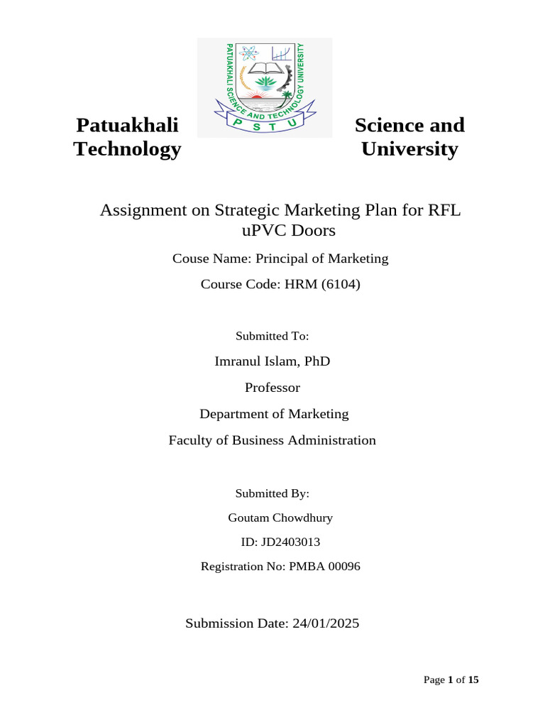RFL uPVC Doors Marketing Strategy | PDF | Marketing | Advertising