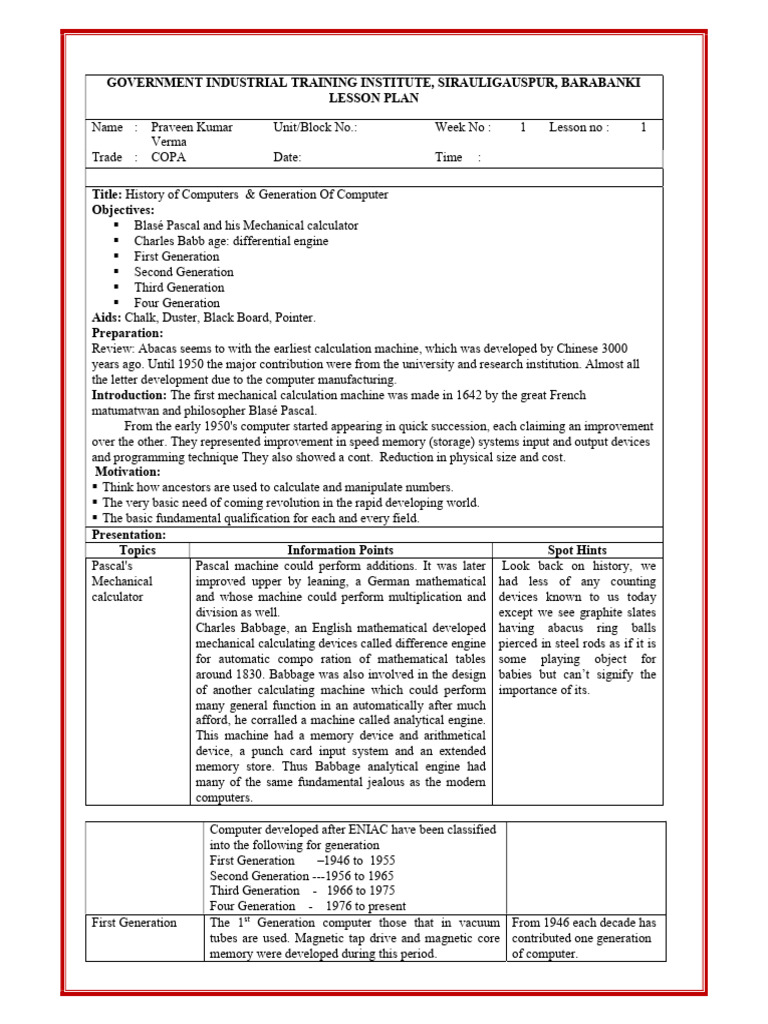 Copa Lesson Plan | PDF | Computer Data Storage | Assembly Language