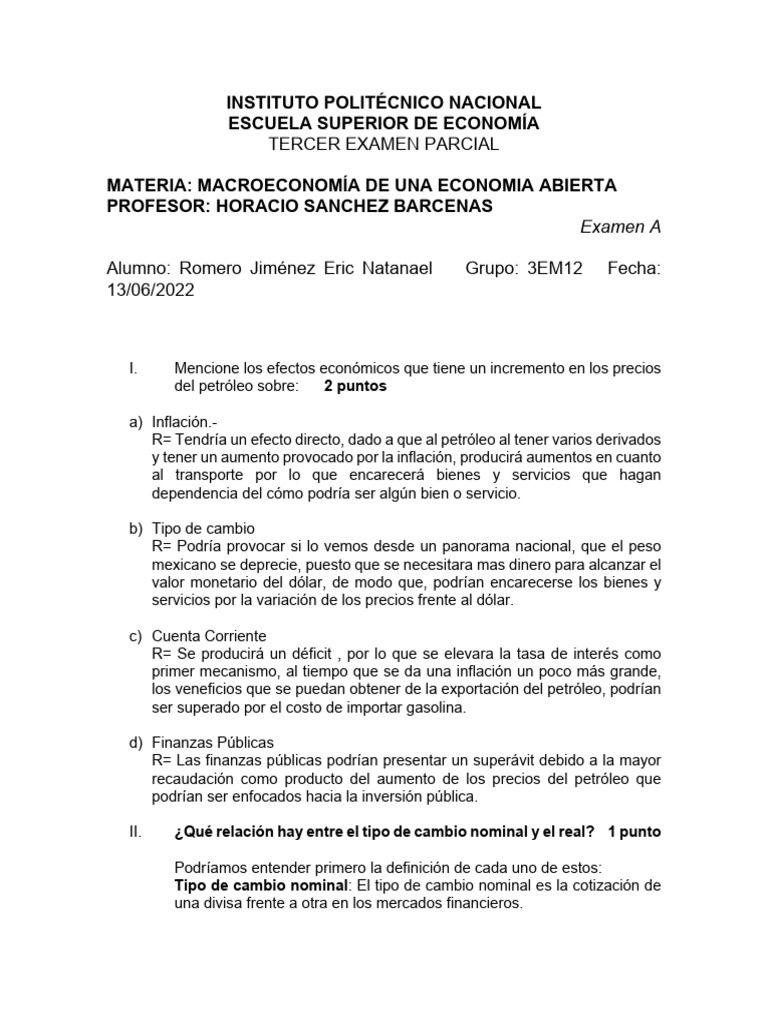 Exam Macro | PDF | Tipo de cambio | Inflación