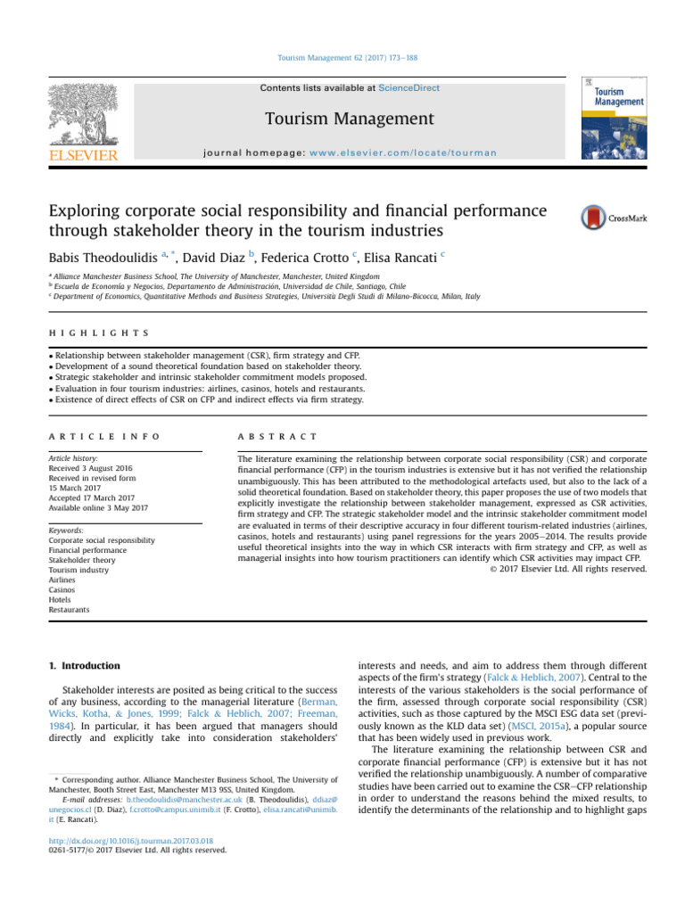 Exploring corporate social responsibility and financial performance through stakeholder theory ...