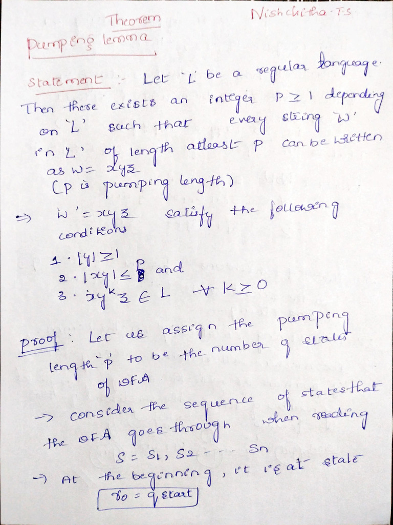 Pumping Lemma Theorem | PDF